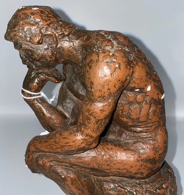Vintage “The Thinker” Sculpture Rodin Reproduction 1968 Bronze Finish ...