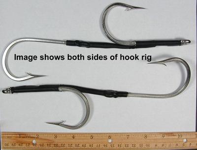 5 13/0 7691S Tandem Hook rig 180 offset Stainless Marlin Shark Big Game ...