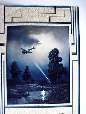 1934 Sample Calendar w/ Print by Harry Hadland Titled "The Night Mail ...