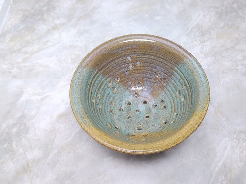Colander Berry Bowl Pottery Glazed Hand Thrown Signed Janet Webster ...