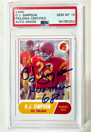 OJ Simpson Autographed USC Football Set Card PSA/DNA GEM MINT 10 | eBay