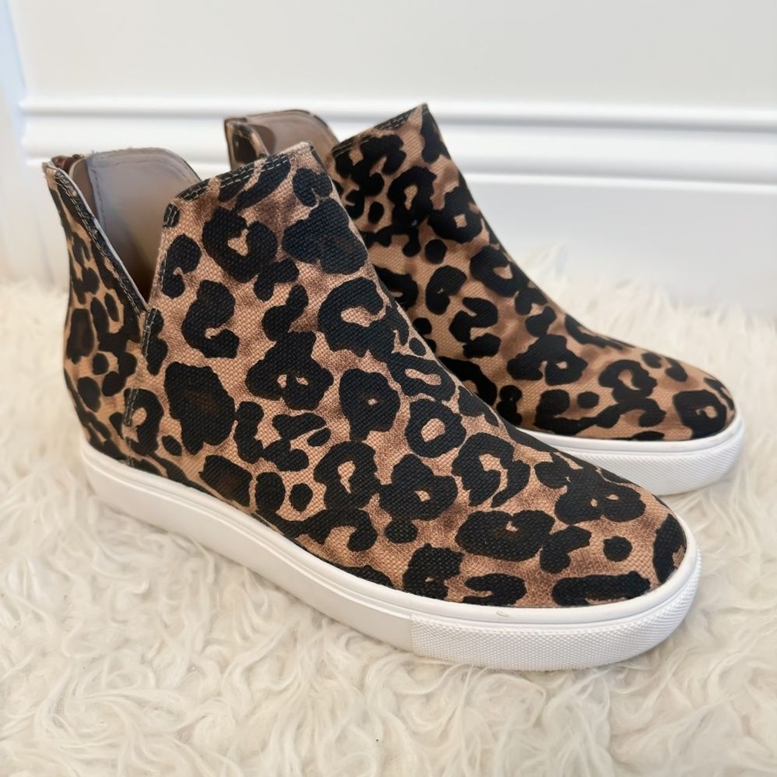 Steve Madden Claud Leopard Print Canvas Wedge Slip on… - Gem