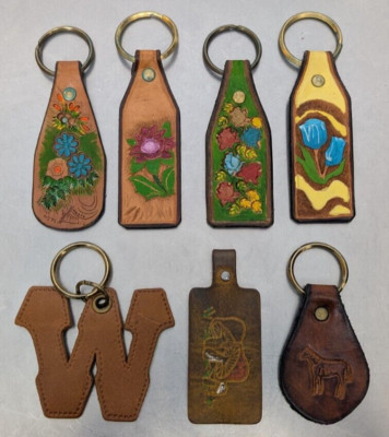 Lot of 7 Random Leather Mixed Key Rings Key Chains Fobs Souvenirs | eBay