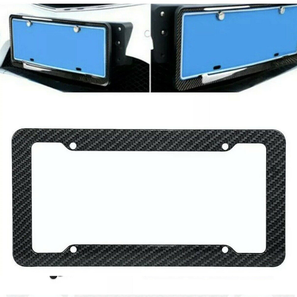 1 Sets Front & Rear License Plates Frame Carbon Fiber Black With Screw ...