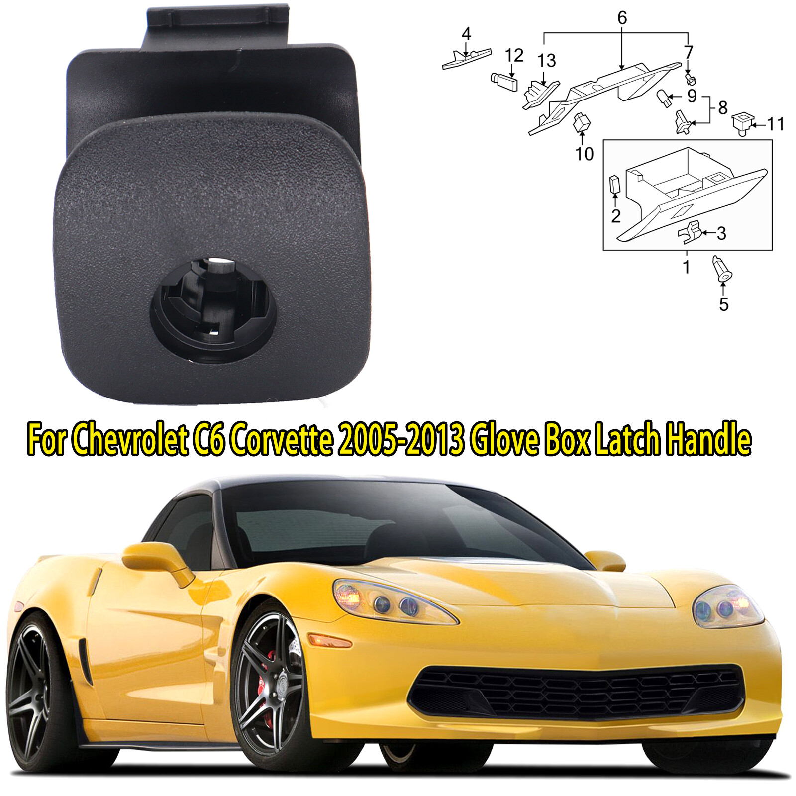 Glove Compartment Box Latch Lid Handle Gray For Chevrolet Corvette C6 ...