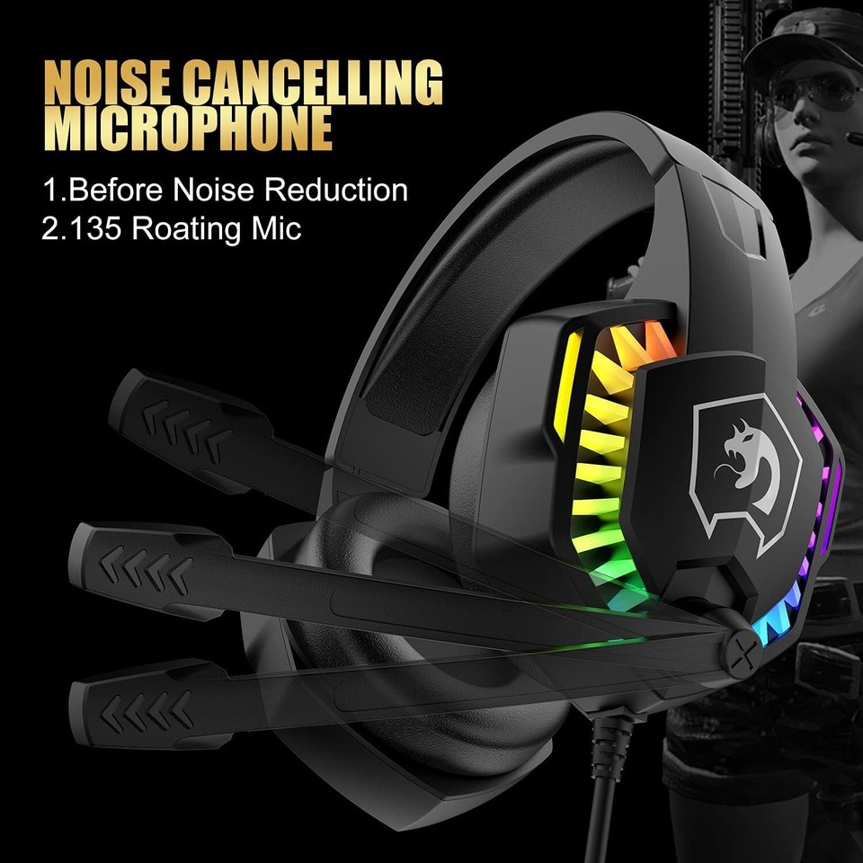 UK Layout Wired 104 Key Gaming Keyboard Mouse Headphone Speaker RGB PC ...