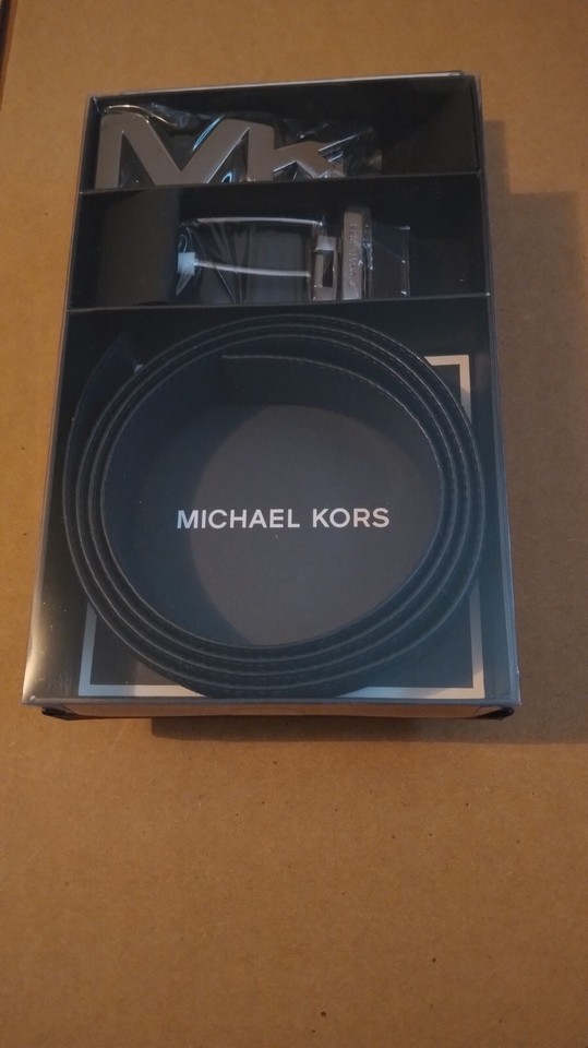 Michael Kors Men 4 in 1 Belt Set Logo PVC Leather Baltic Blue | eBay
