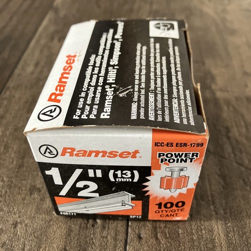 1/2” RAMSET 06171 BOX 100 Qty POWDER ACTUATED TOOL .300 HEADED NAILS ...