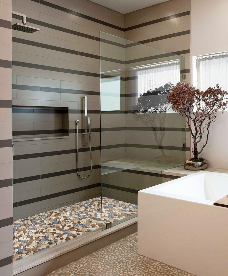 Yosemite Matte Pebble Stone Tiles for Shower Floor Bathroom Mosaic Tile ...