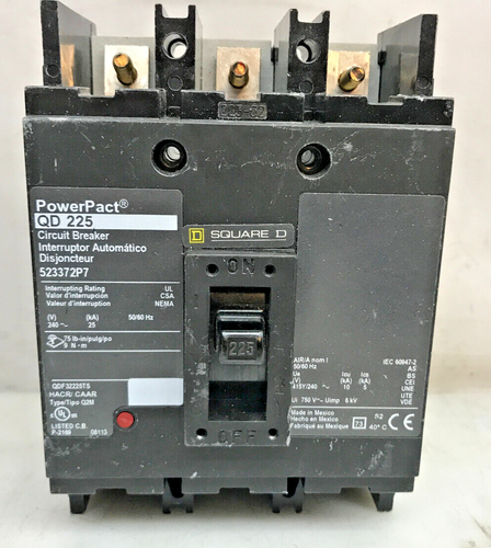 SQUARE D 225 AMP CIRCUIT BREAKER 240 VAC 3 POLE 523372P7 | eBay