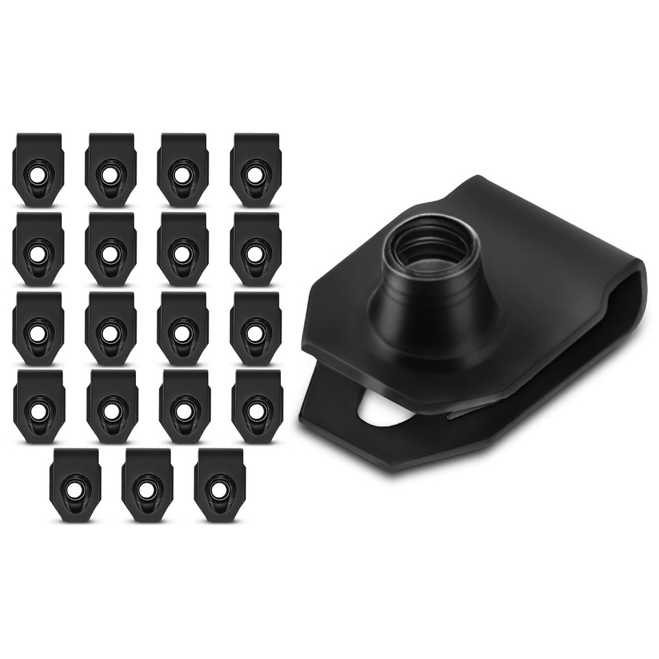 20Pcs #8-32 Screw Size Black Extruded U-Nut Retainer Fasteners Clips ...