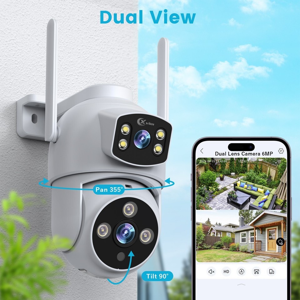 2Pcs 8MP Wifi IP Camera Outdoor Dual Lens Wireless Security Camera ...