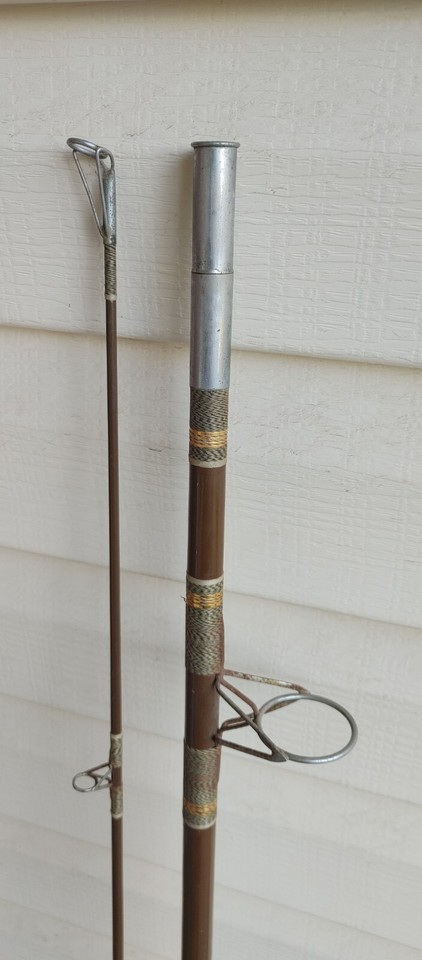 Vintage 9' Western Hoegee Huck Finn Fishing Rod Pole 2 Piece Metal Reel ...