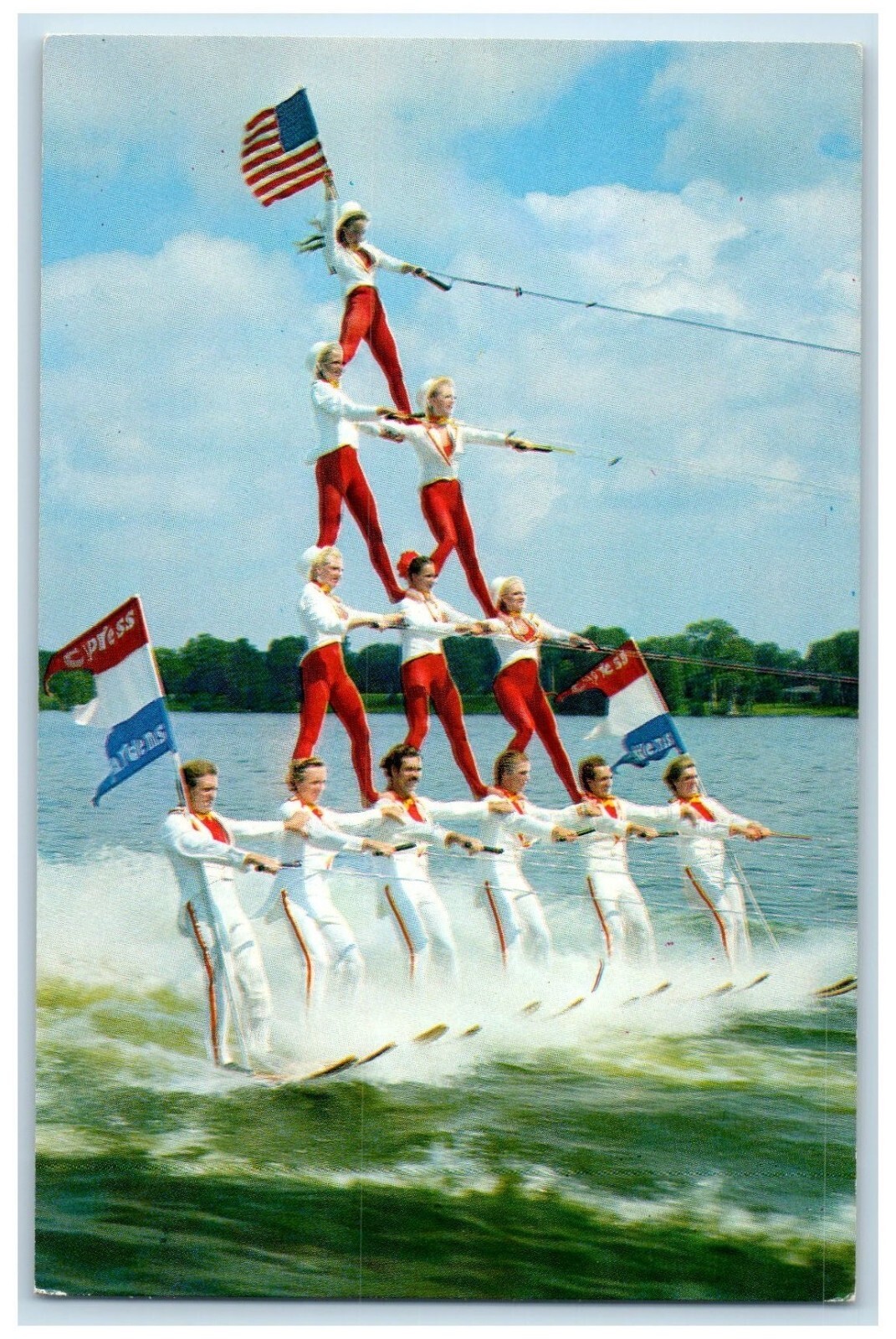 1960 Four-Tier Human Pyramid Florida Cypress Gardens Water Ski Revue FL ...