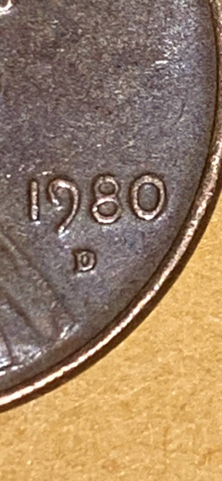 1980 D Lincoln Penny With Repunched Mint Mark, DDO, And No FG Error ...