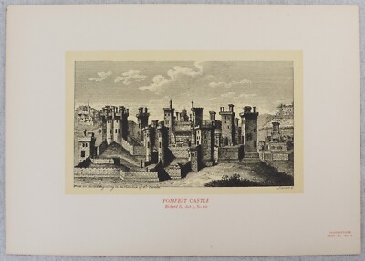 Antique 19th Century Bookplate Print Pomfret Castle Richard II ...