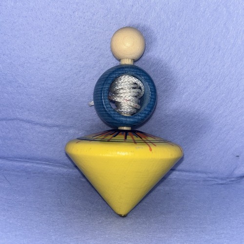 Wooden Spinning Top Toy Big String Colorful Windup Hand Release | eBay