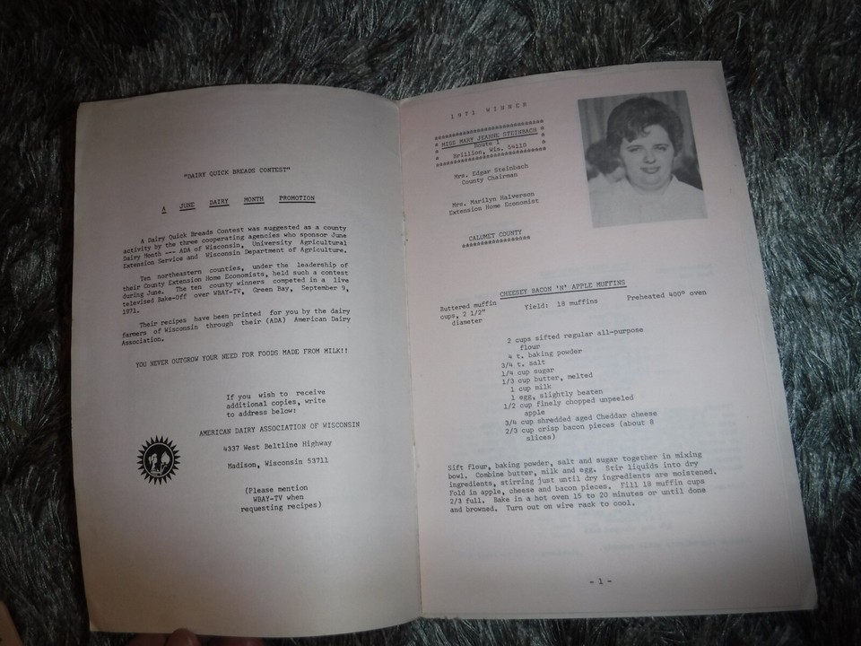 GREEN BAY WBAY TV CHANNEL 2 VINTAGE 1971 RECIPE CONTEST BAKEOFF COOK ...