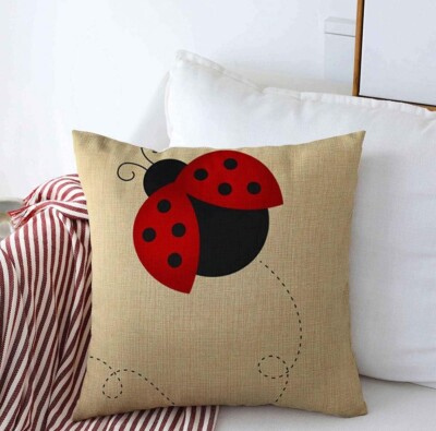 Lady Bug Linen Throw Pillow Cover Holiday Home Decor 18x18 | eBay