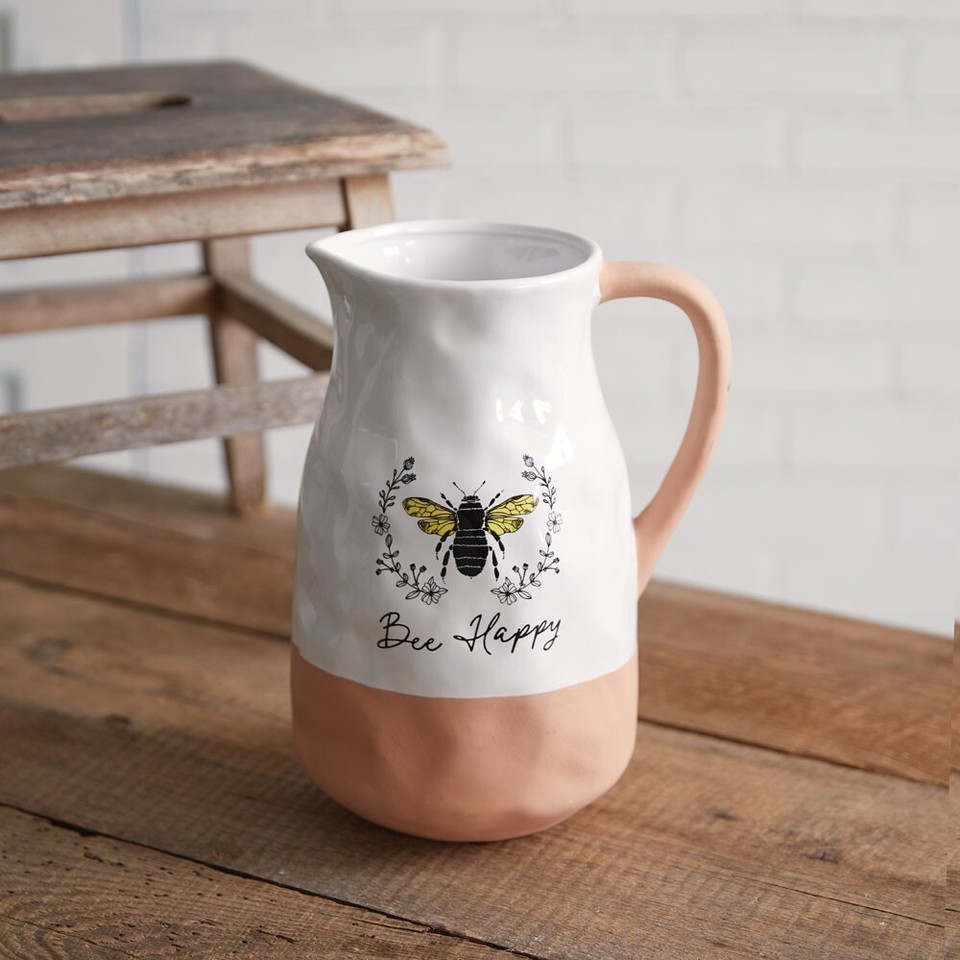 Bee Happy Milk Pitcher Ceramic Kitchen & Home Collectible 801106209874 ...