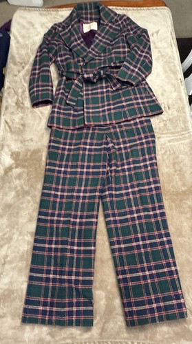 Vintage Pendleton Pant Suit Womens 16 Green Red Navy Tartan Virgin Wool ...