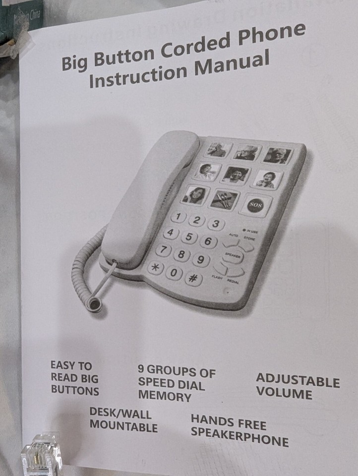 Big Button Phone with Extra Loud Ringer, NIB elderly Visually Impaired ...