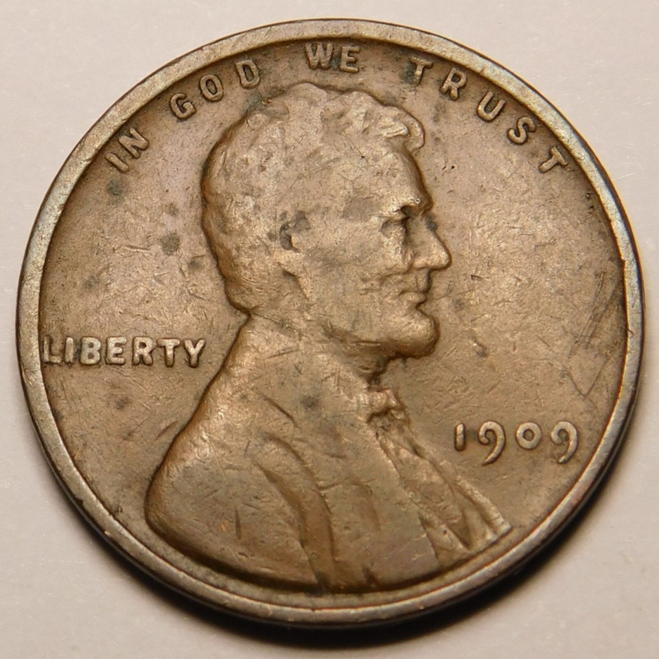 1909 VDB Lincoln Wheat Cent Penny F-Details Weak VDB "Actual Coin ...