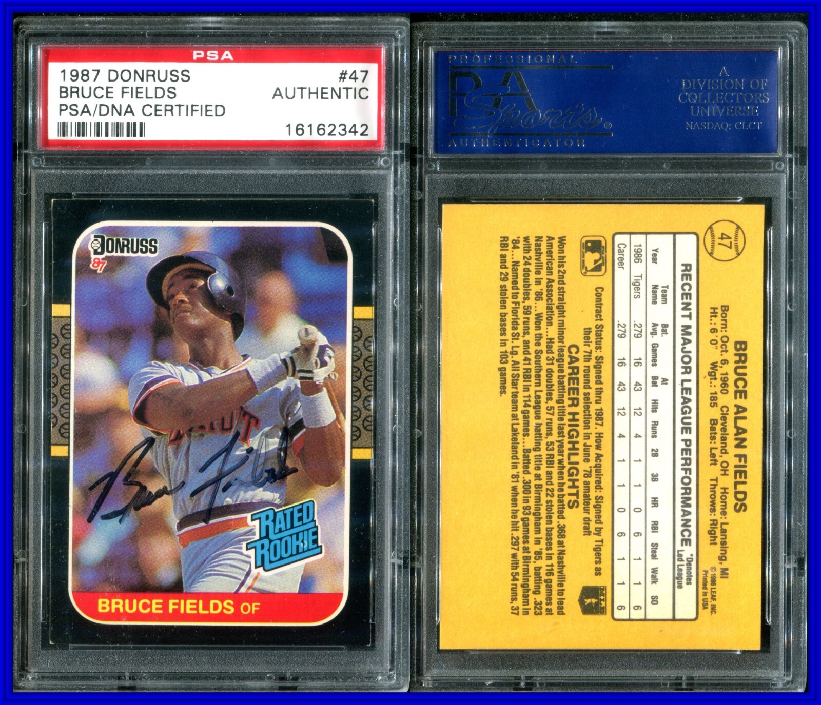 PSA DNA 1987 Donruss #47 Bruce Fields RC Autographed Signed Detroit ...