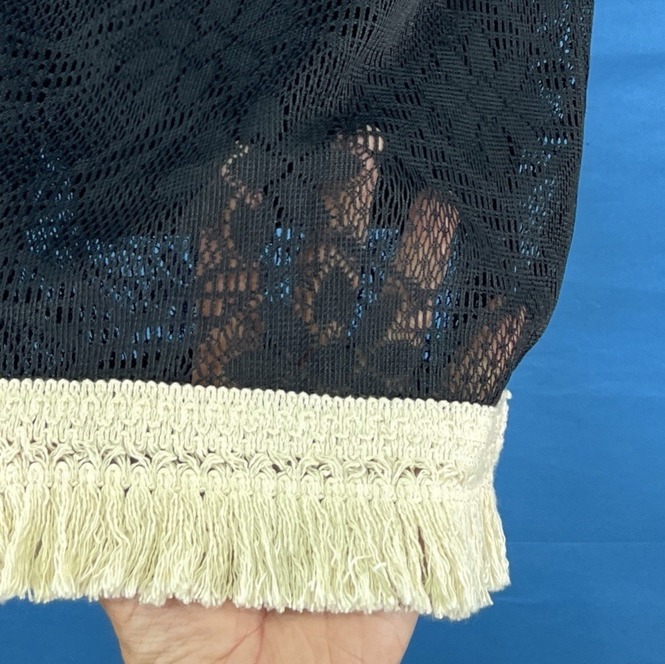 BASICALLY ME Black LACE Fringe Trim STRAPLESS Boho PULL-ON Sheath Tube Dress S | eBay UK