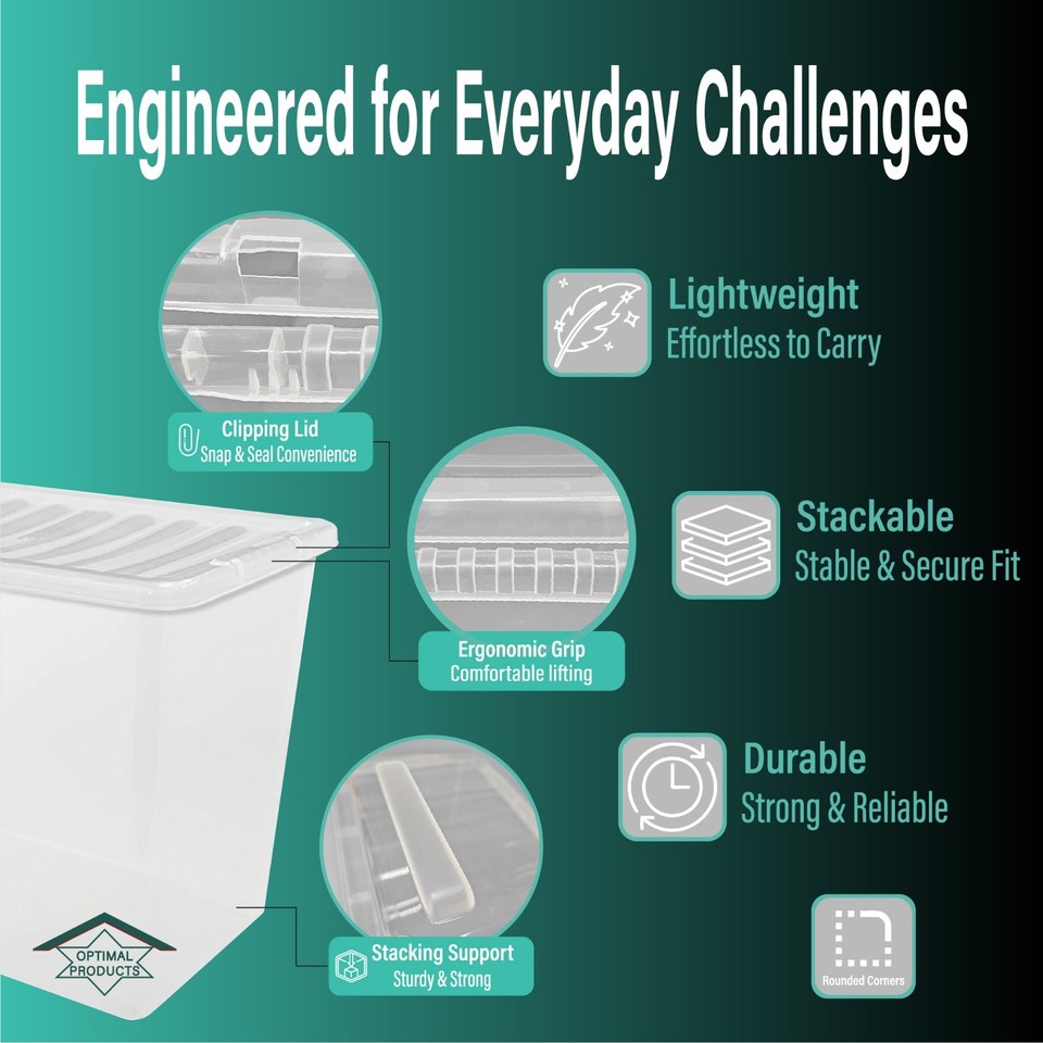 Set Of 5 Plastic Storage Box Boxes WITHOUT LIDS UK MADE Home Office ...