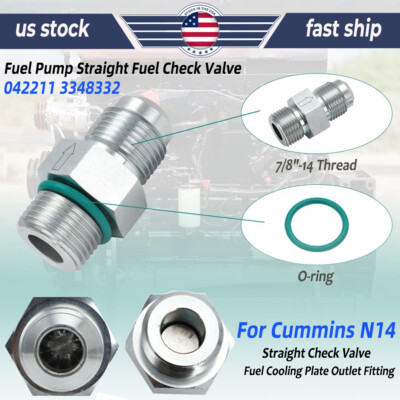 Fuel Check Straight Valve Fitting For Cummins N14 Application #042211 ...