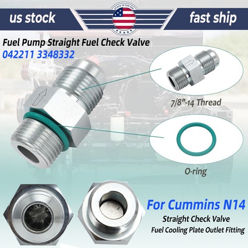 Fuel Check Straight Valve Fitting For Cummins N14 Application #042211 ...