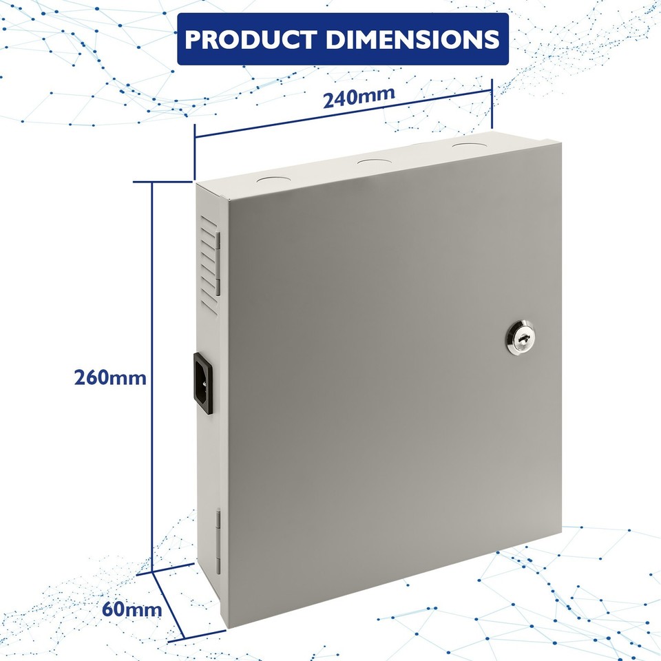 18 CH CCTV Power Supply Box DC 12V 10A fit CCTV DVR Security System and ...