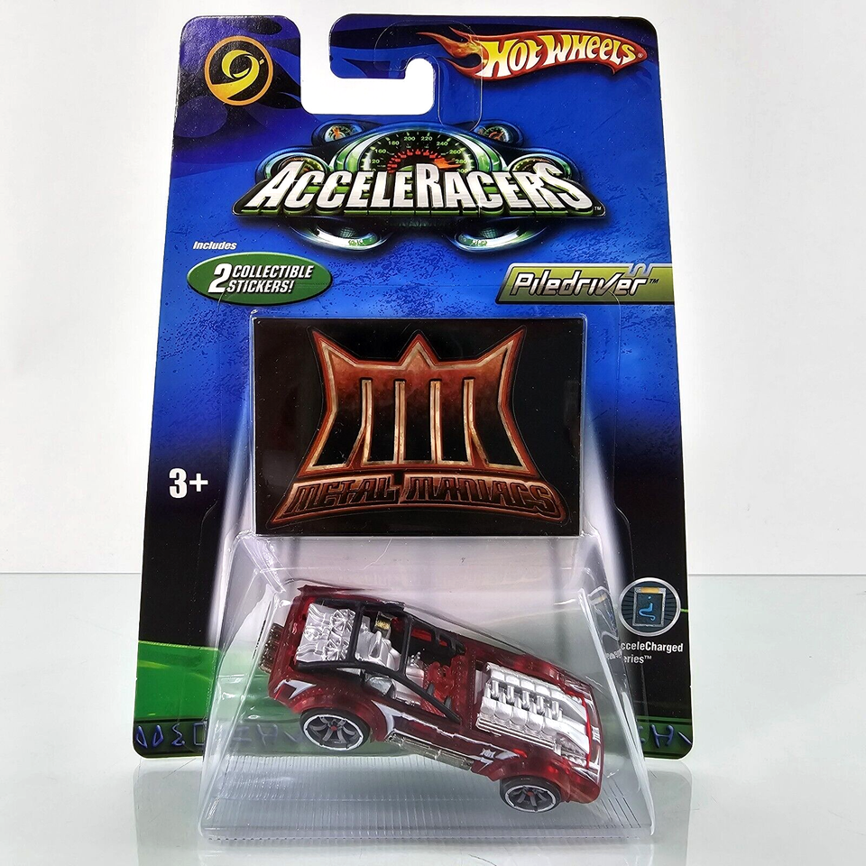 Hot Wheels AcceleRacers PILEDRIVER Red Metal Maniacs AcceleCharged 2005 ...