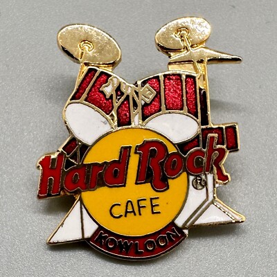 🎸"Hard Rock Cafe" Hong Kong KOWLOON 1990s RED DRUM Set Kit PIN DRUMS ...