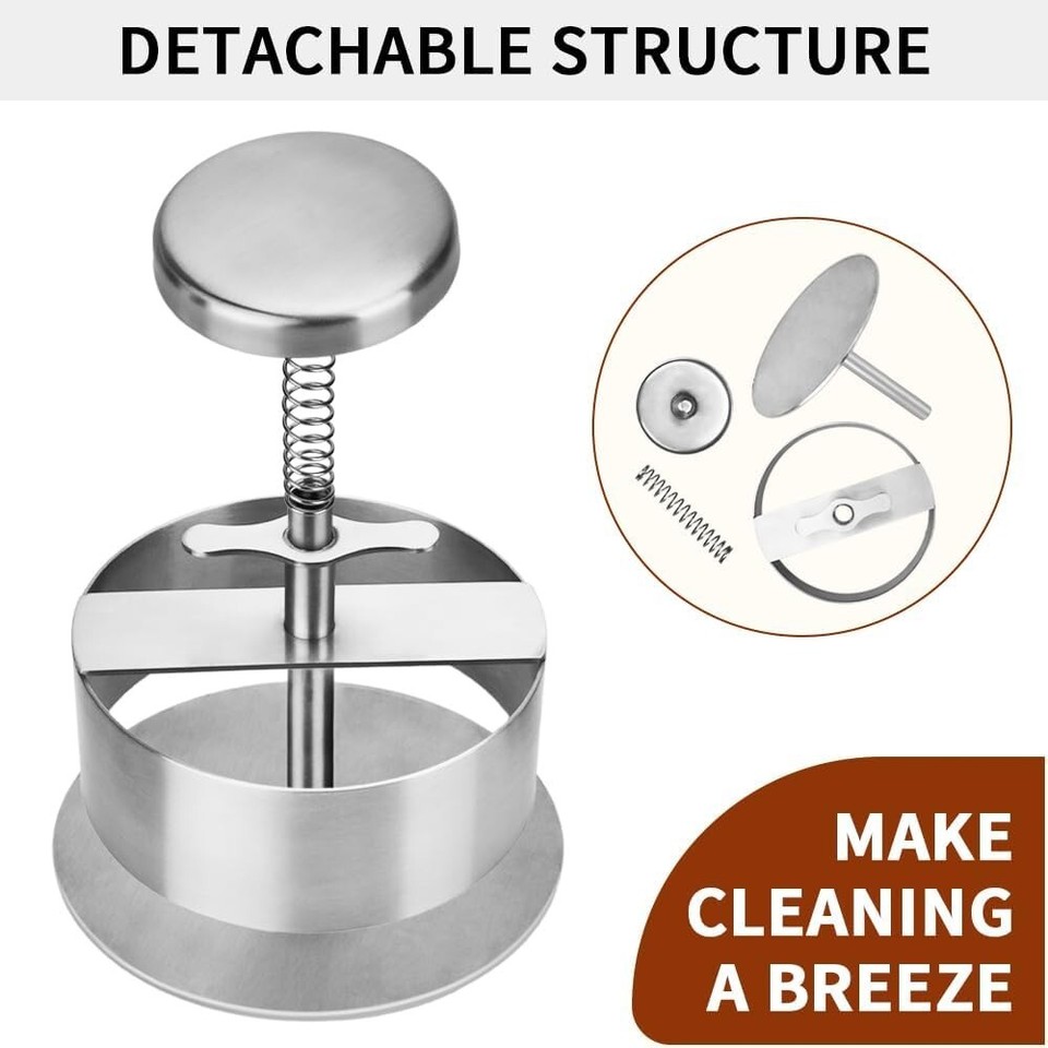 Stainless Steel Adjustable Hamburger Press & Patty Maker Non-Stick ...