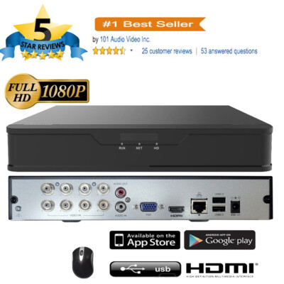 Security Camera System Wired DVR NVR 1080P HD 5in1 8CH Channel 2.8mm ...