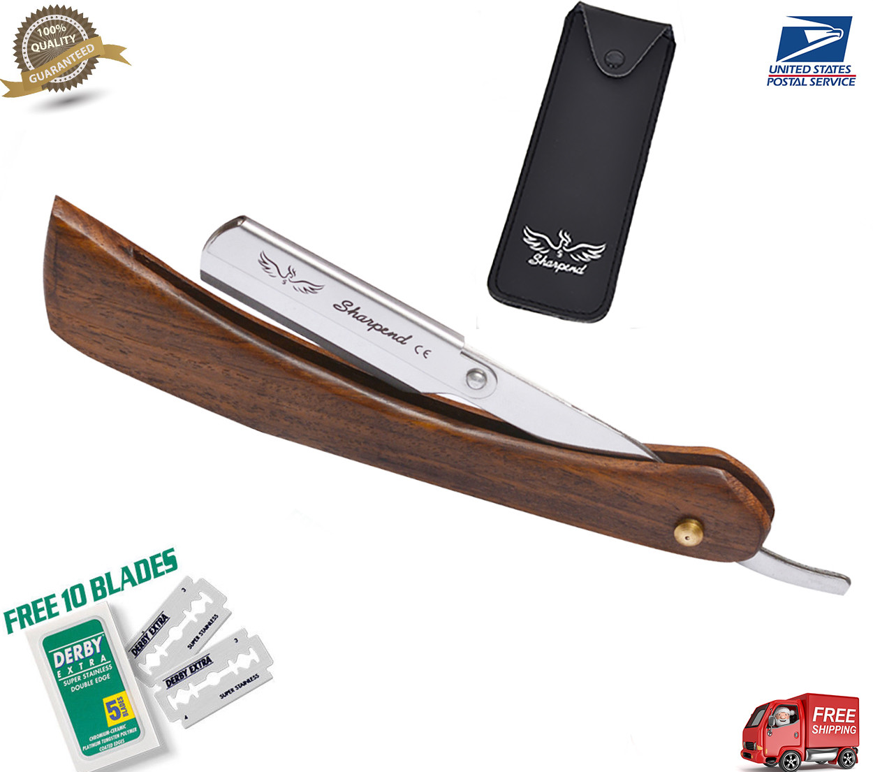 BARBER HAIR SALON WOODEN STRAIGHT WET CUT THROAT SHAVING RAZOR SHAVETTE ...