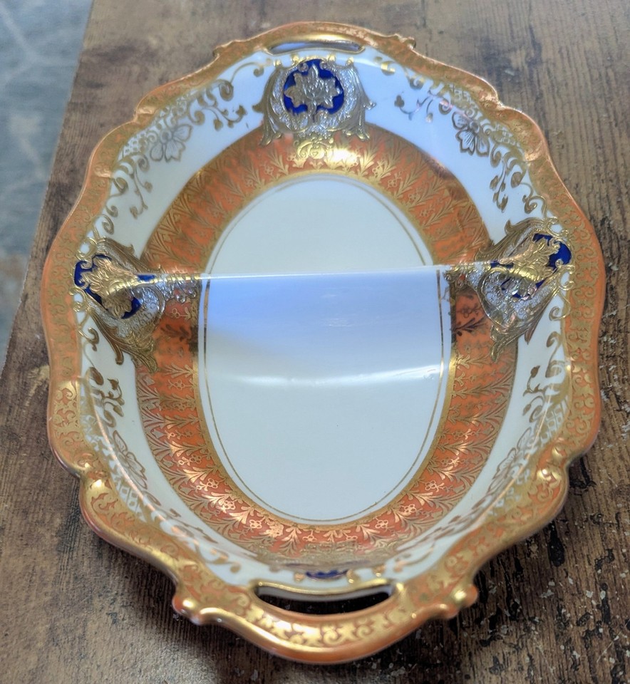 Noritake Nippon Japan Handpainted Oval Divided serving Dish Moriage ...