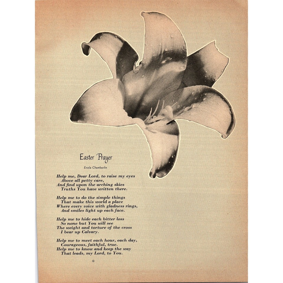 Easter Prayer Enola Chamberlin 1950s Poem Retro Kitsch Wall Art SE13 | eBay