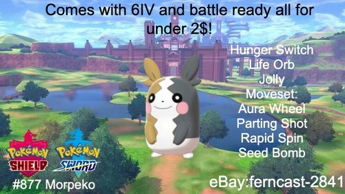 Pokemon Sword And Shield Shiny Morpeko 6IV Battle Ready Fast Delivery ...