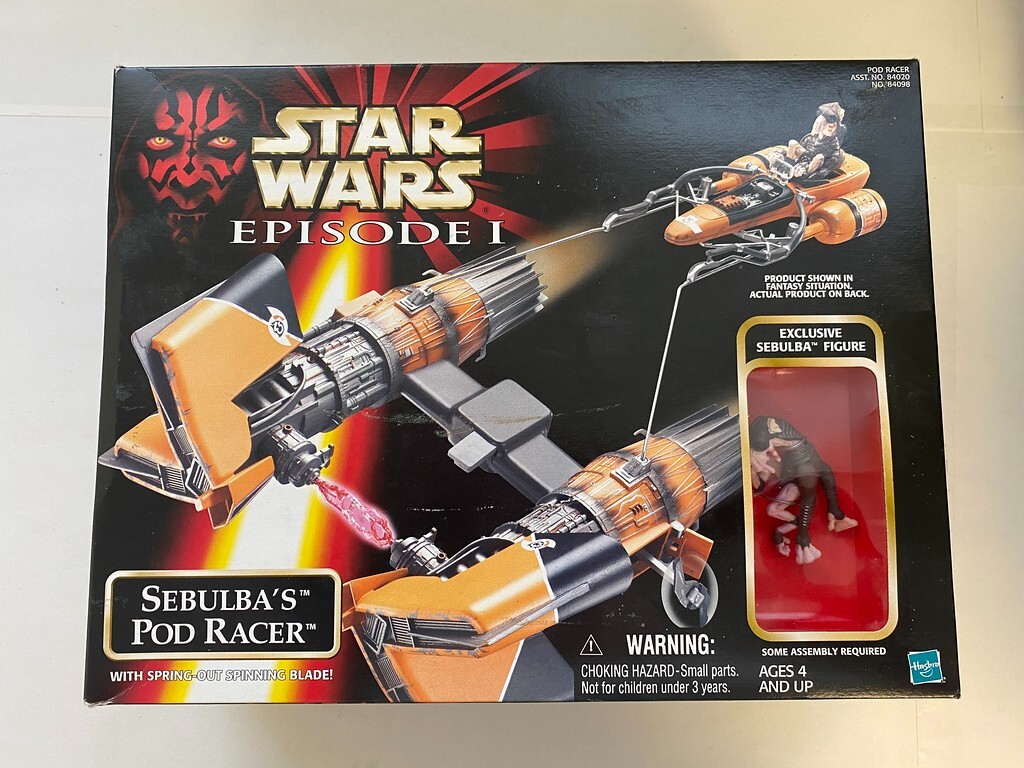 NEW 1998 HASBRO STAR WARS EPISODE 1 SEBULBA'S POD RACER WITH EXCLUSIVE ...