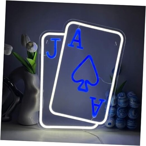 Playing Cards Neon Sign Poker LED Neon Signs Neon Wall Sign USB blue ...
