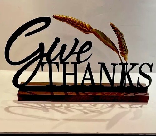 "GIVE THANKS", TABLE TOP STAND - WOOD & METAL | eBay