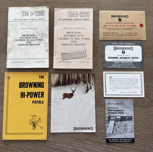 Browning Gun Books Automatic Pistols 9mm Parabellum Booklet TM9-1205 ...