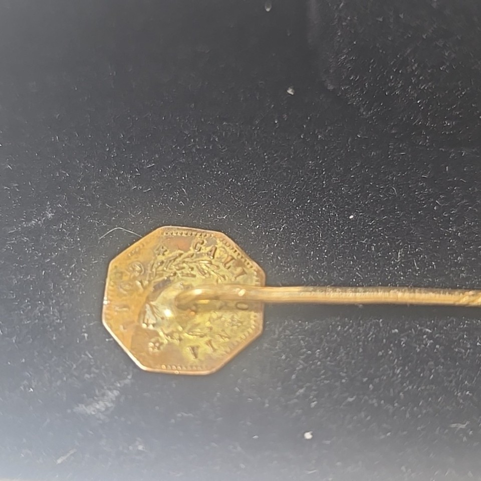 Antique California Fractional Two-Sided Liberty Coin Gold Plate Stick ...