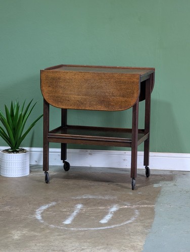 Vintage Oak Tea Drop Leaf Trolley Table Drinks Cocktail Retro Mid ...