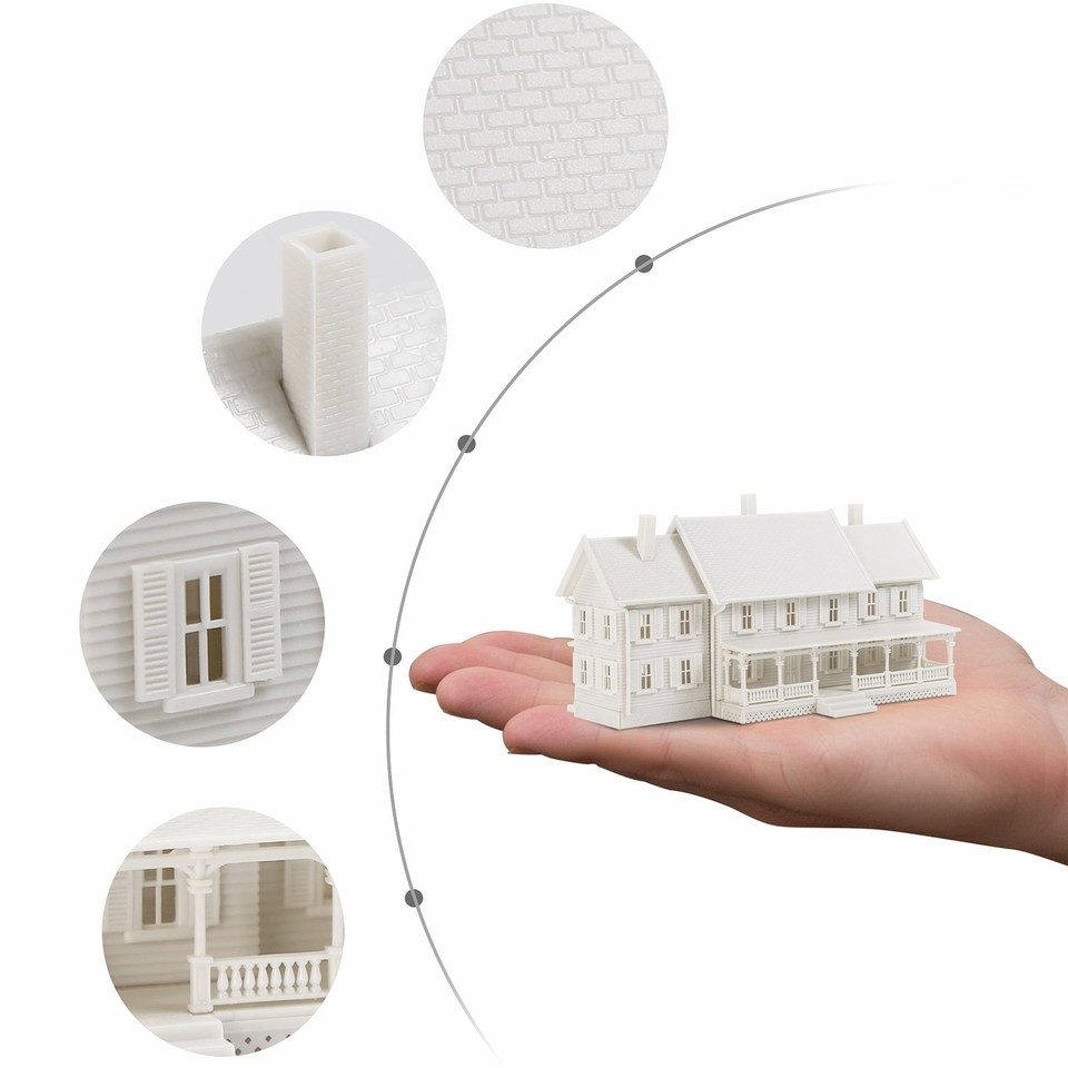Evemodel N Scale Model Dwelling House Kit Not-built Two-story Three ...