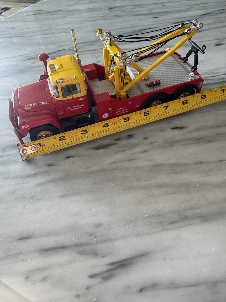 1/34 First Gear Diecast MACK R-Model Tow Truck D0454 LZ Red Yellow ...