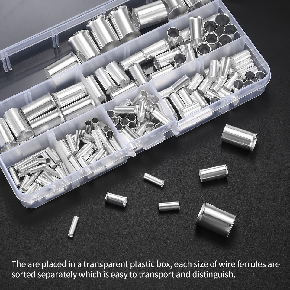 180 Pcs Wire Ferrules Kits, Wire Crimp Connector Ferrules, Silver ...